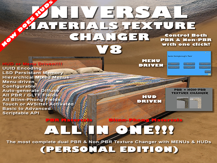 Second Life Marketplace - Universal Materials Texture Changer System (Personal Use) v8.0